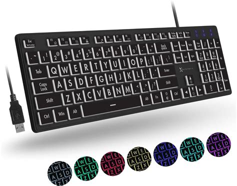 Wired Large Print Backlit Keyboard Easy To See And Type Illuminated Keyboard For Elderly