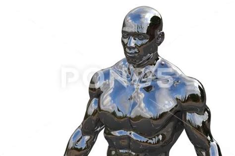 3D Render Golden Torso Of A Naked Athletic Man On A White Background