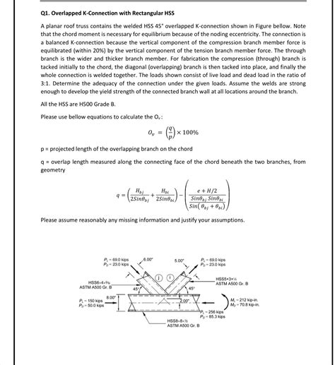 Solved Q1 ﻿overlapped K Connection With Rectangular Hssa