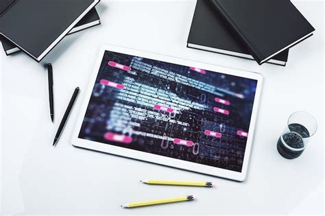 Moniteur De Tablette Numérique Moderne Avec Codage Créatif Abstrait