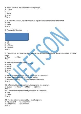 Flowchart Question And Answer Algorithm MCQ PDF Programming Languages Computing