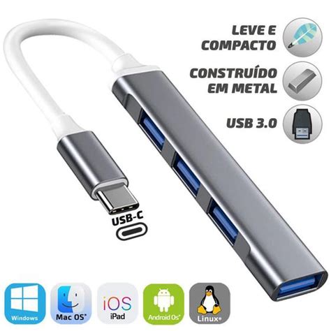 Hub Usb Tipo C Portas Usb C Cabo Otg C Macbook Samsung Ipad Asus Termacell Hub