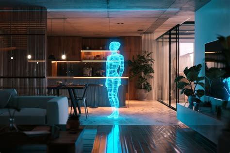 Premium Photo A Holographic Personal Assistant In A Modern Home Setting Ai Generated