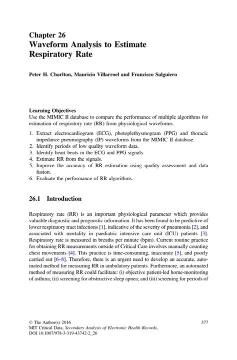 Pdf Waveform Analysis To Estimate Respiratory Rate