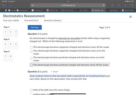 Solved An Electroscope Is Charged By Induction By Grounding