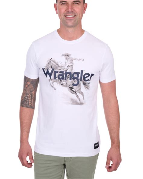 Wrangler Mens T Shirt Lance Short Sleeve White X5s1557393 Clearance