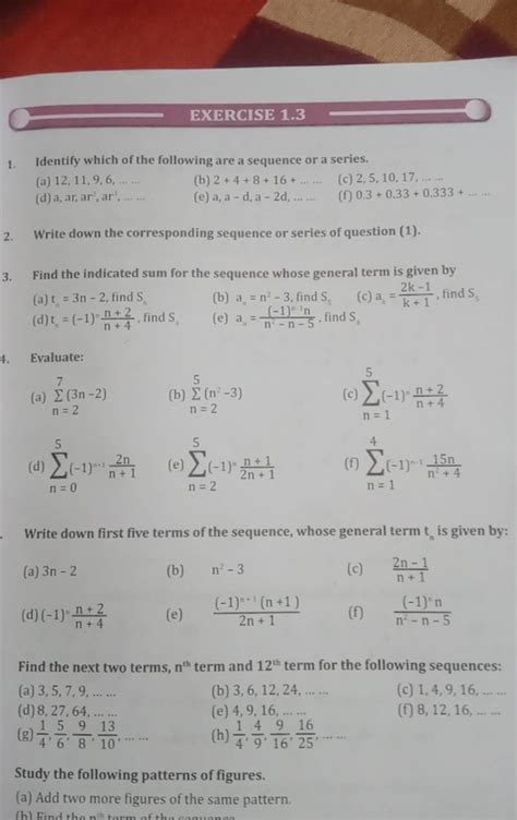 Exercise 13 1 Identify Which Of The Following Are A Sequence Or A Serie