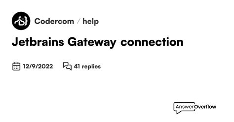Jetbrains Gateway Connection