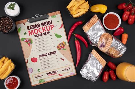 Premium Psd Kebab Menu Mockup Design