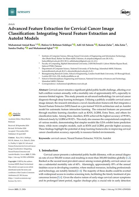 Pdf Advanced Feature Extraction For Cervical Cancer Image