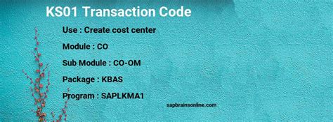 Ks01 Sap Tcode For Create Cost Center