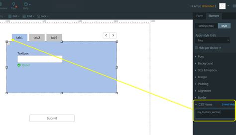 Can I Set A Left Right Margin Space For The Section Tabs
