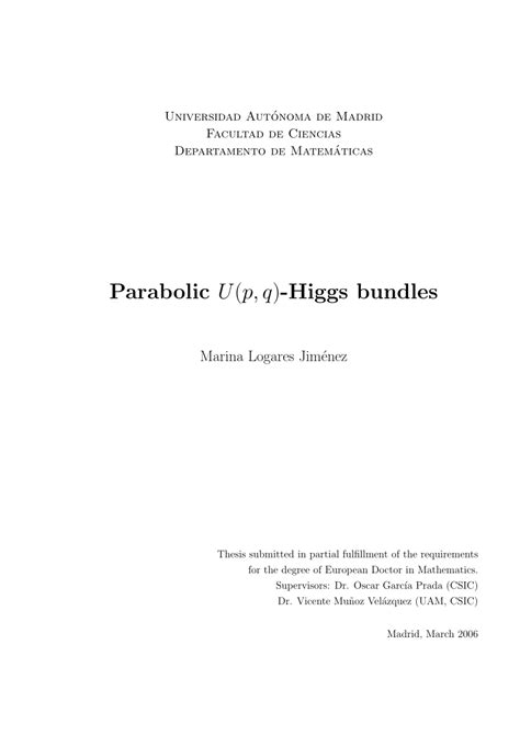 Pdf Parabolic U P Q Higgs Bundles Ph D Thesis