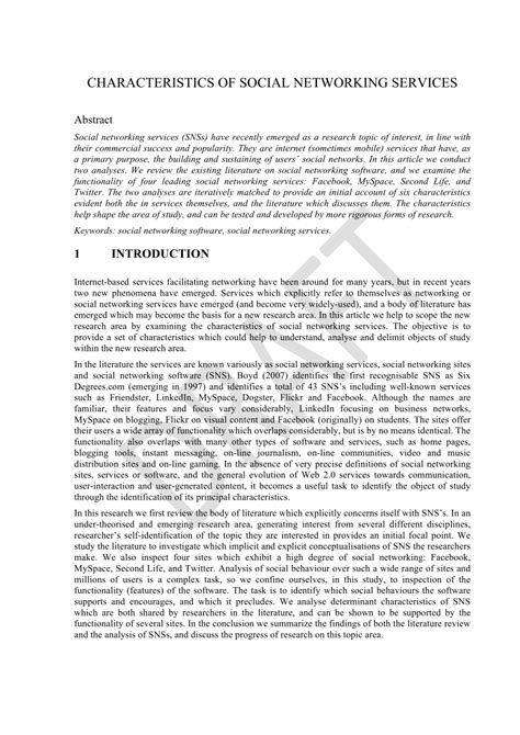 Pdf Characteristics Of Social Networking Services