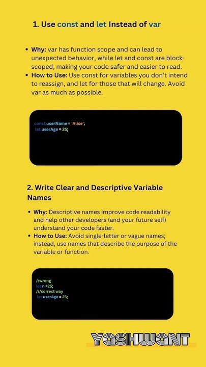 Let And Const Vs Var Write Better Javascript Code Javascript Codingbestpractices Letvsvar