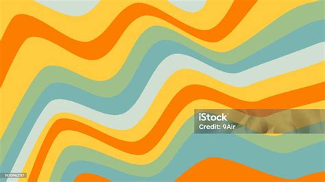 1970년대 히피 레트로 스타일의 사이키델릭 그루비 웨이브 디자인의 추상적인 배경 벡터 패턴은 섬유 천 랩 및 기타에 사용할 준비가되었습니다 파도 패턴에 대한 스톡 벡터