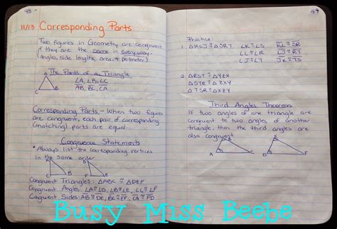Busy Miss Beebe Geometry Interactive Notebook The Fifth Unit