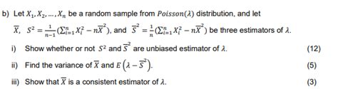 solved n 1 n b let x1 x2 xbe a random sample from
