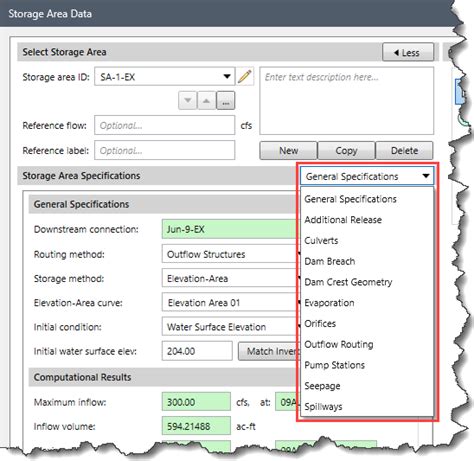 Storage Area Data Command Hec Hms Civilgeo Knowledge Base