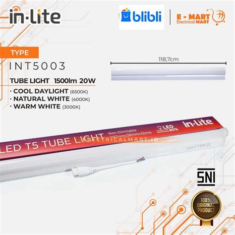 Promo Inlite Lampu Led T5 Batten 20w 120cm 20 Watt Int5003 Tl In Lite Putih Diskon 25 Di