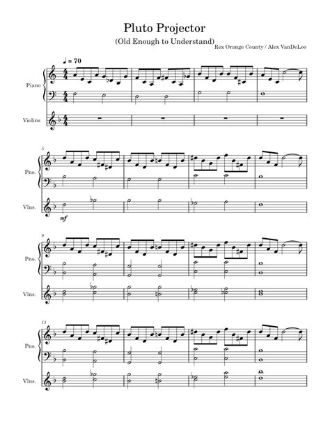 Pluto Projector Rex Orange County Sheet Music For Piano Strings