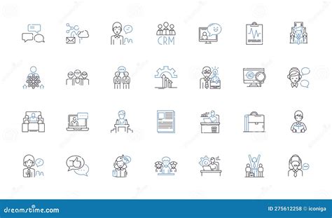 Job Efficiency Line Icons Collection Streamline Optimization Focus
