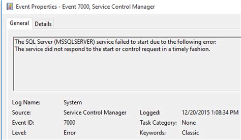 Why Is My SQL Server 2014 Default Instance Not Auto Starting Stack