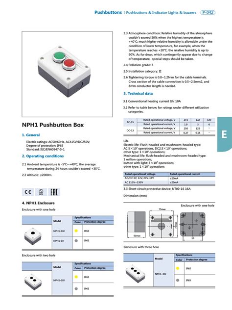 Nph1 Pushbutton Box Sample Pdf Humidity Alternating Current