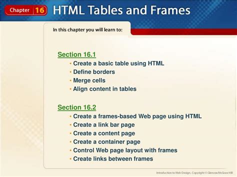 Ppt Section 161 Create A Basic Table Using Html Define Borders Merge