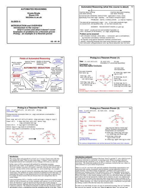 Automated Reasoning With Prolog Pdf Mathematical Proof First