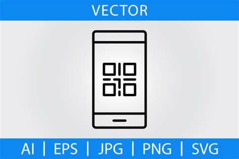 Vector Mobile QR Code Outline Icon Graphic By Muhammad Ali Creative Fabrica
