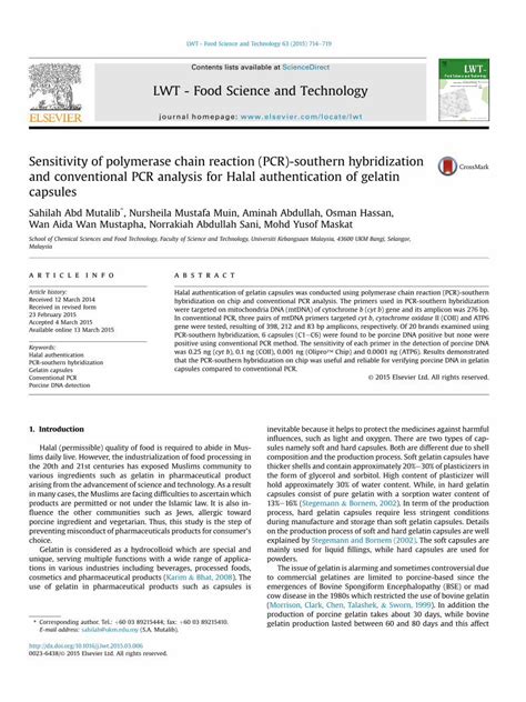 Pdf 2015 Sensitivity Of Polymerase Chain Reaction Pcr Southern