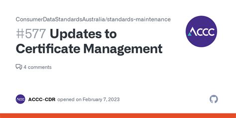 Updates To Certificate Management · Issue 577 · Consumerdatastandardsaustraliastandards