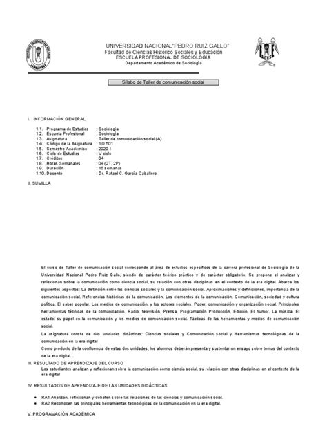 silabos taller de comunicacion s pdf rúbrica académica comunicación