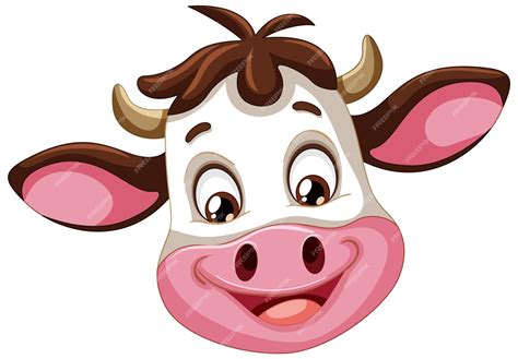 La Cara Alegre De La Vaca De Dibujos Animados Vector Premium