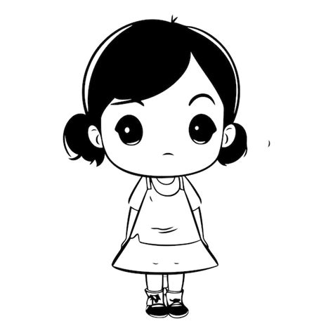 색 배경 에 있는 귀여운 어린 소녀 만화 캐릭터 프리미엄 벡터