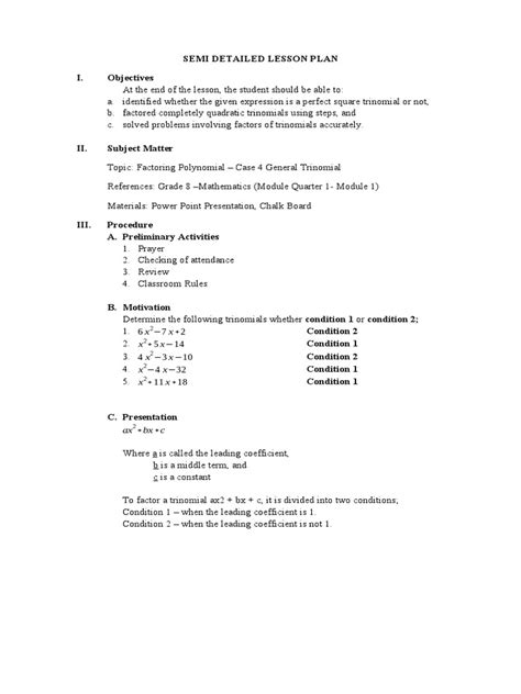 Dlp Lesson 4 Week 1 Pdf Factorization Applied Mathematics