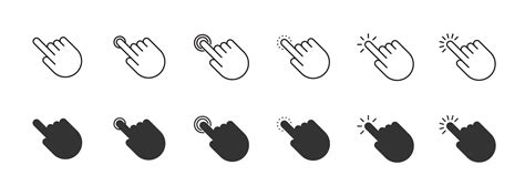 Set Of Computer Mouse Cursor Icons Collection Of Hand Pointer Symbols