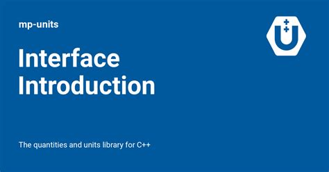 Interface Introduction Mp Units