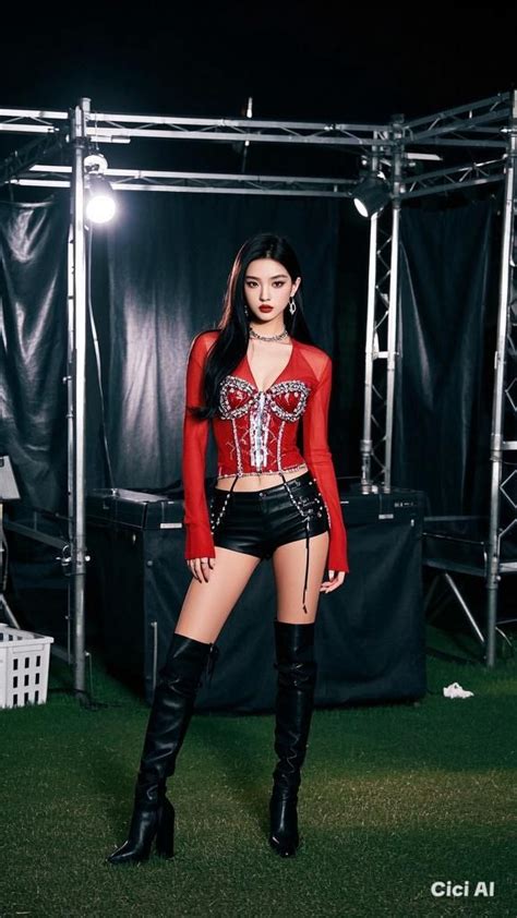 Red And Black Dance Outfit Kpop Concert Outfits Red Red And Black
