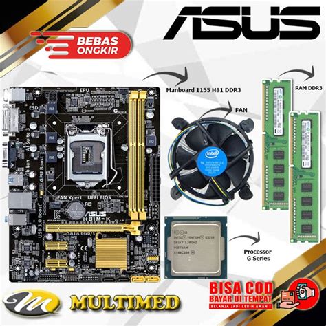 Jual Paket Motherboard Mobo H81 Ddr3 Processor G Series Fan Ram