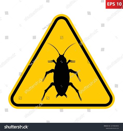 Cockroach Warning Sign Vector Illustration Yellow Stock Vector Royalty