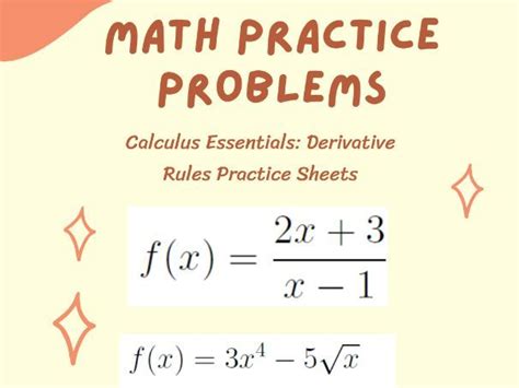 Derivatives Practice Pack All Core Differentiation Rules Teaching Resources