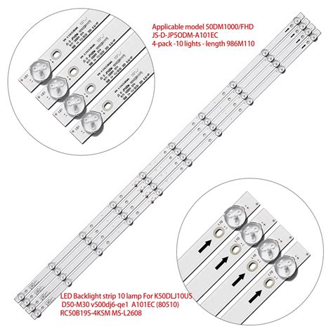 แถบไฟแบ็คไลท์ LED 10 ดวง สําหรับ JS-D-JP50DM-101EC K50DLJ10US 50LEM ...