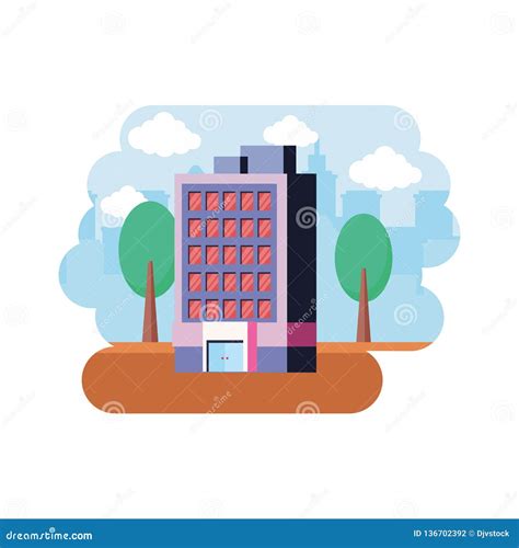 Building With Trees In The Landscape Stock Vector Illustration Of