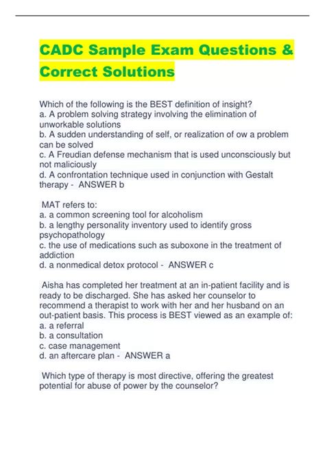 Bundle For CADC Sample Exam Questions Correct Solutions Stuvia US