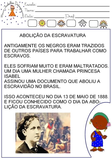 Meus Trabalhos Pedagógicos ® Atividades Da Abolição Da Escravatura