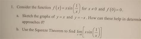 solved consider the function f x xsin 1x ﻿for x≠0 ﻿and