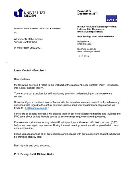 Lc Exercise 1 20231019 Pdf Control Theory Feedback