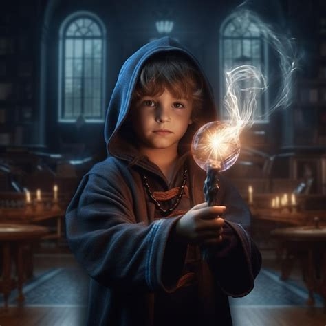 A young wizard is melting an ice wall with fire spells | Premium AI-generated image